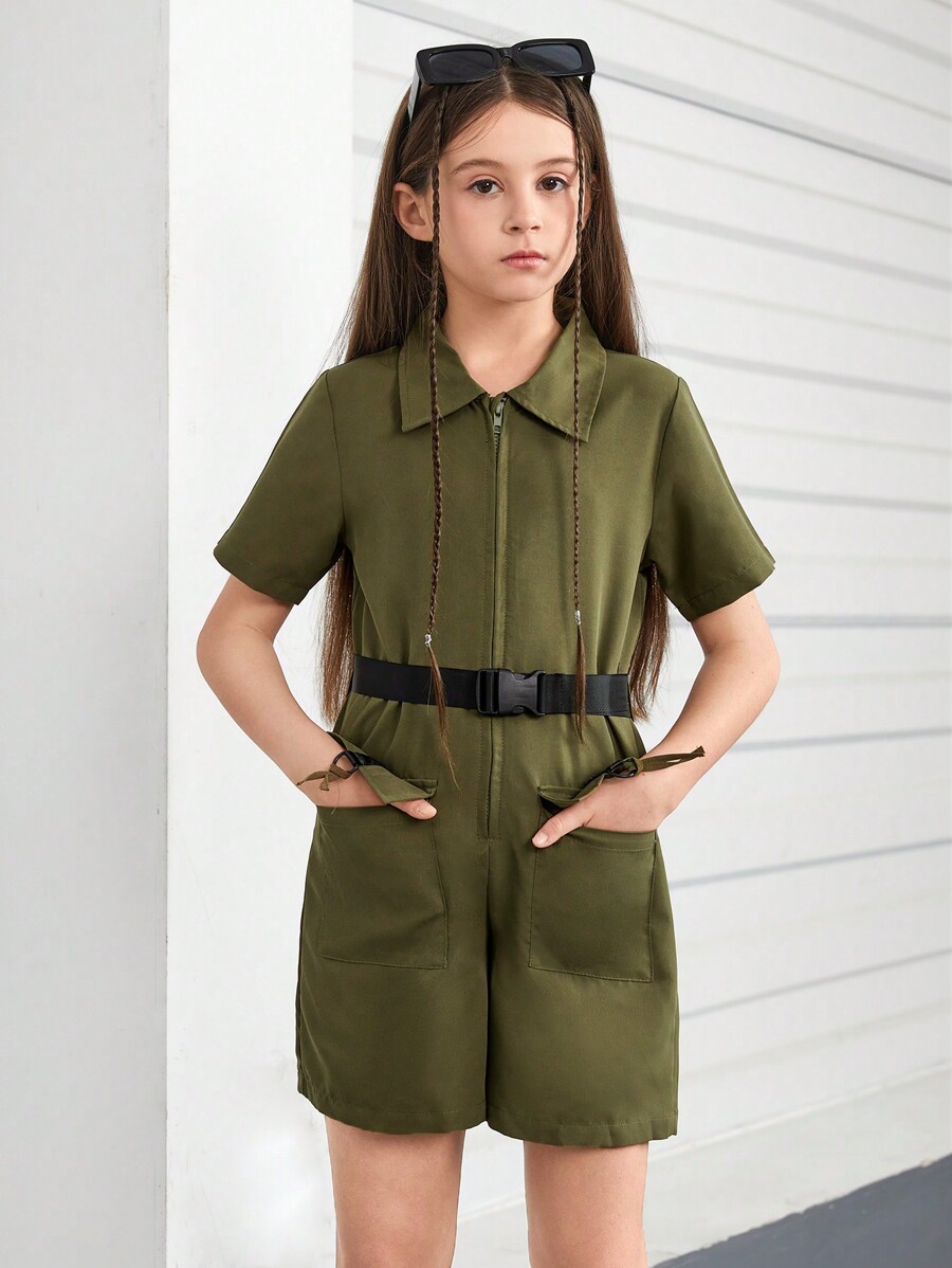 SHEIN Cool & Stylish Tween Girls' Romper With Cargo Style | SHEIN UK