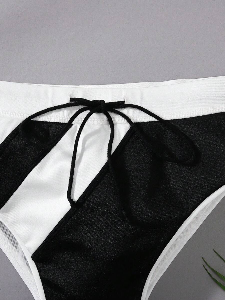 SHEIN Sporty And Casual Colorblock Triangle Swimming Trunks For Teenage ...