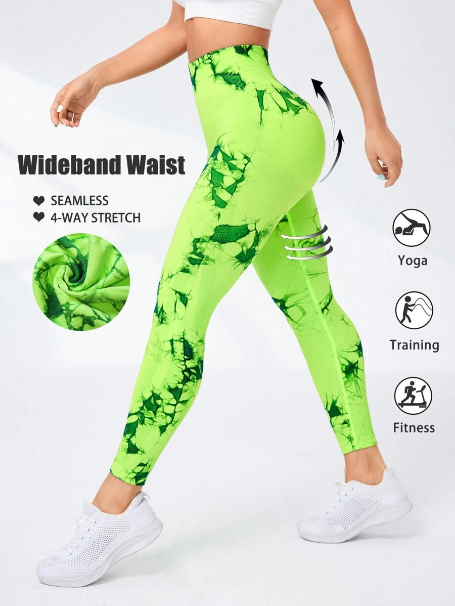 SHEIN Yoga Trendy Women's Tie-Dye Sport Leggings | SHEIN USA