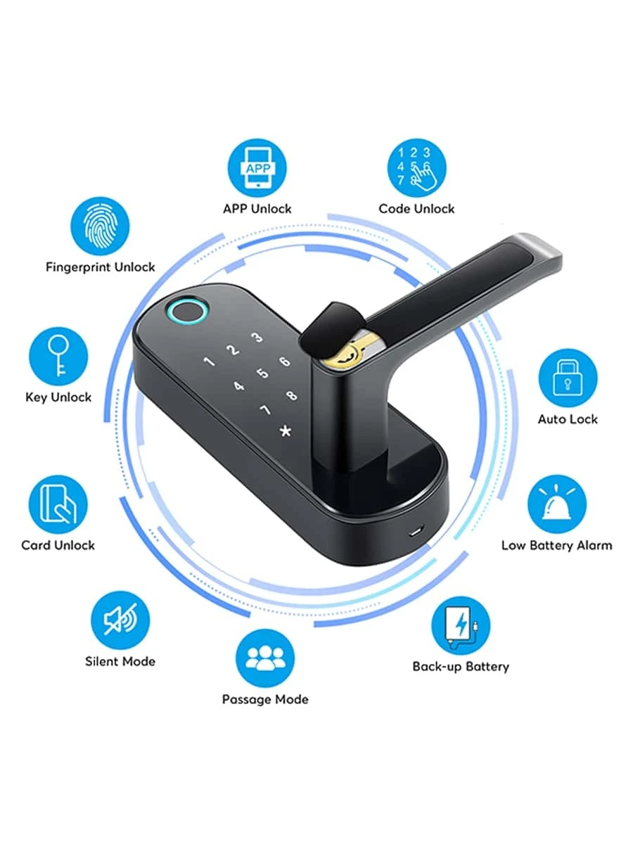 Smart Lock,Keyless Entry Door Lock, Smart Door Lock With Handle, Smart ...