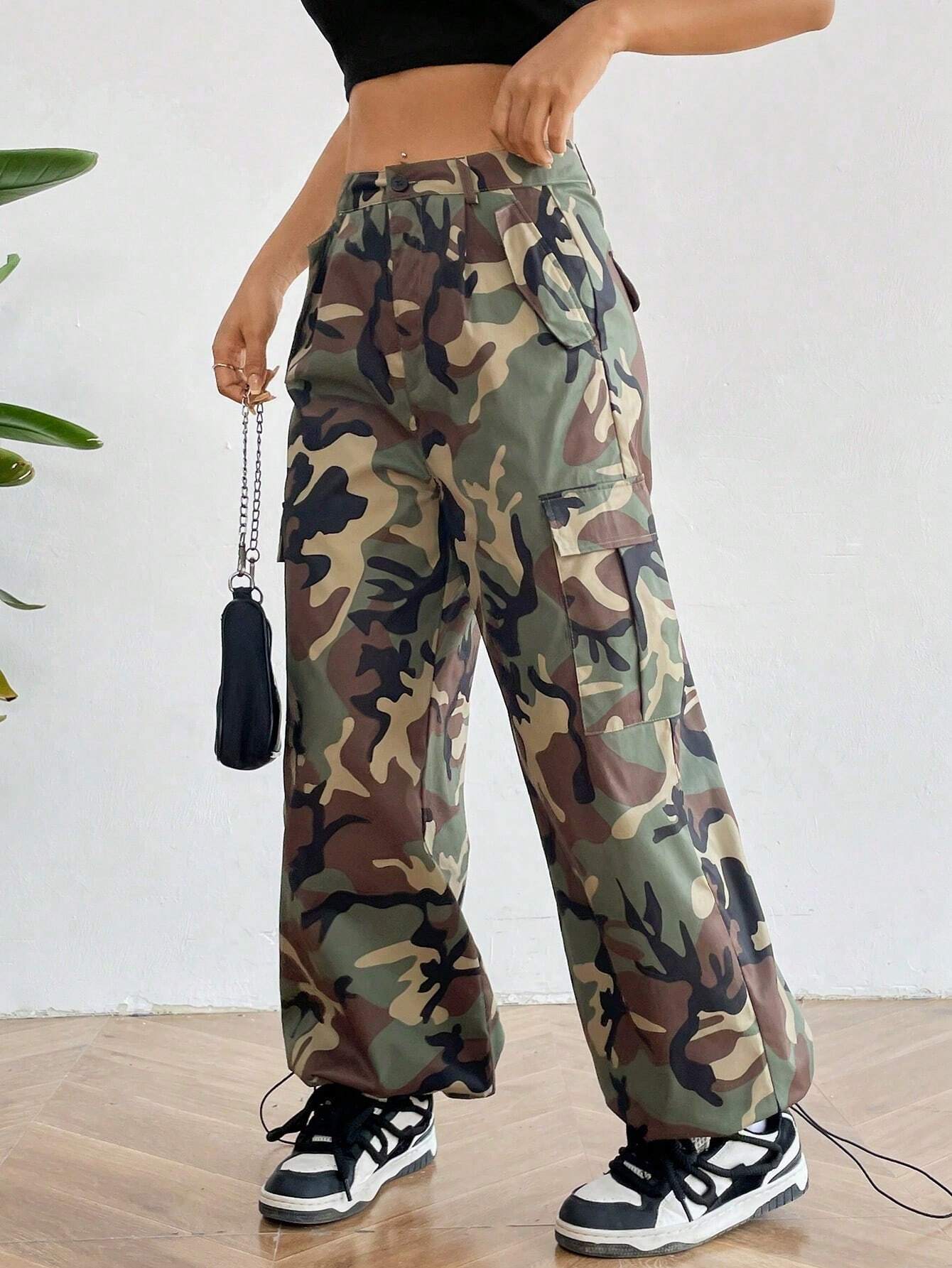 SHEIN Coolane Camouflage Print Casual Wide Leg Pants | SHEIN USA