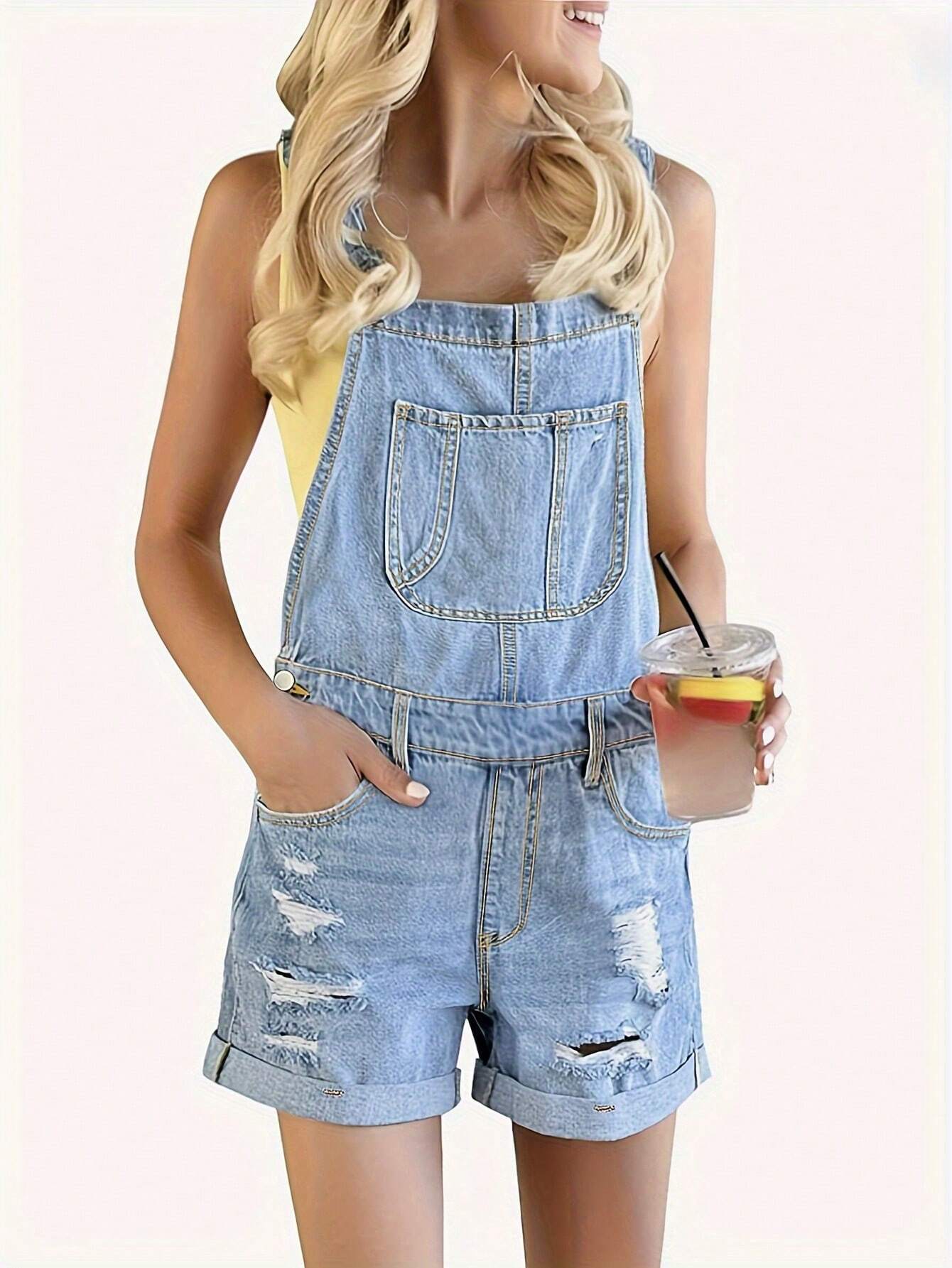 Summer 2024 New Fashionable & Casual & Versatile Light Blue Denim ...
