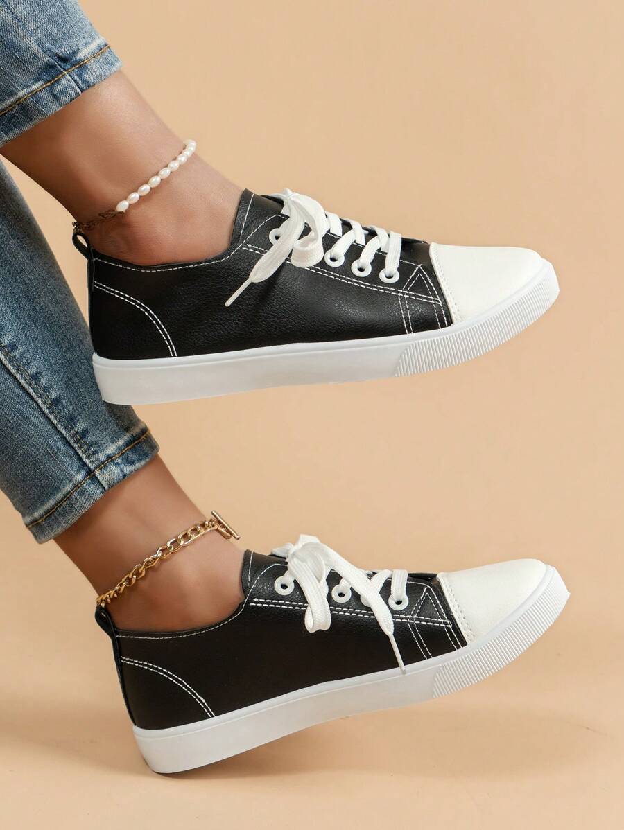 Women's Low Cut Flat Shoes With Simple Straps, Convenient For Slipping ...