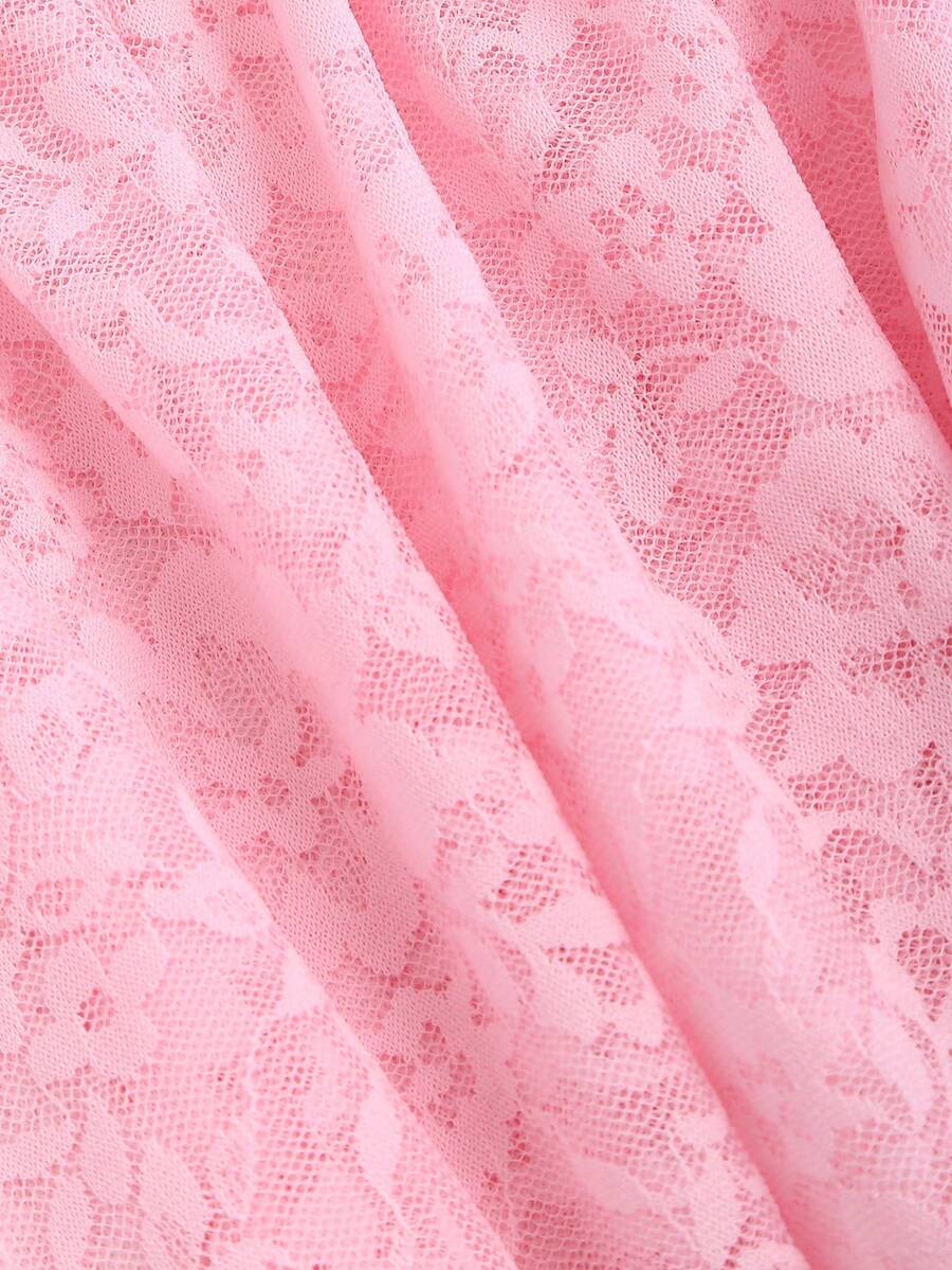 SHEIN MOOSTA Ladies' Romantic Lace Strapless Dress In Macaron Pink ...