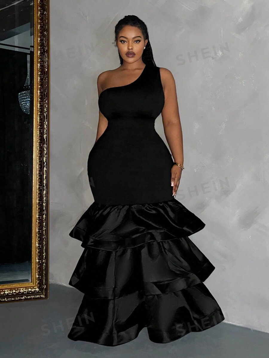 SHEIN Slayr SLAYR PLUS High-End Elegant Graduation Dress Elastic ...