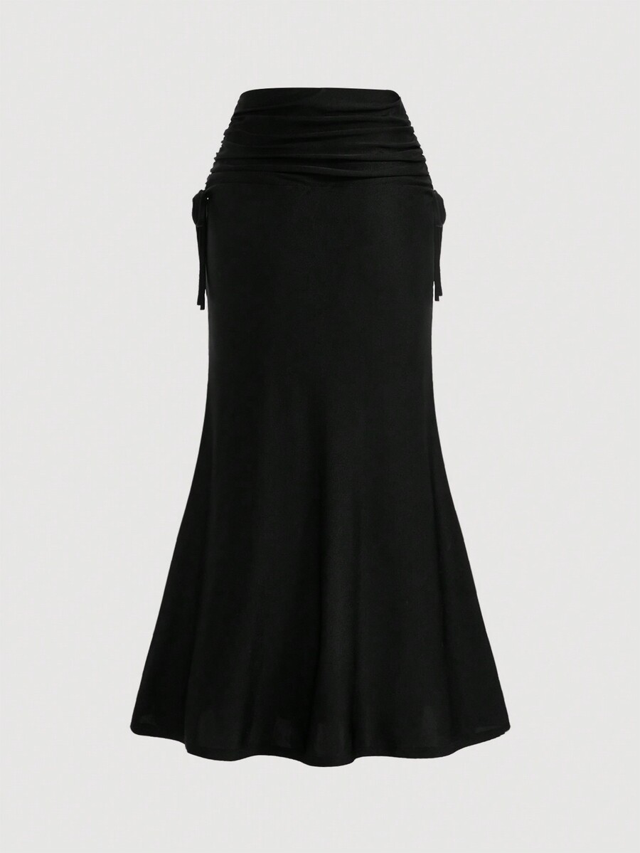 SHEIN MOD Women's High Waisted Side Drawstring Waist With Pleated Hem ...