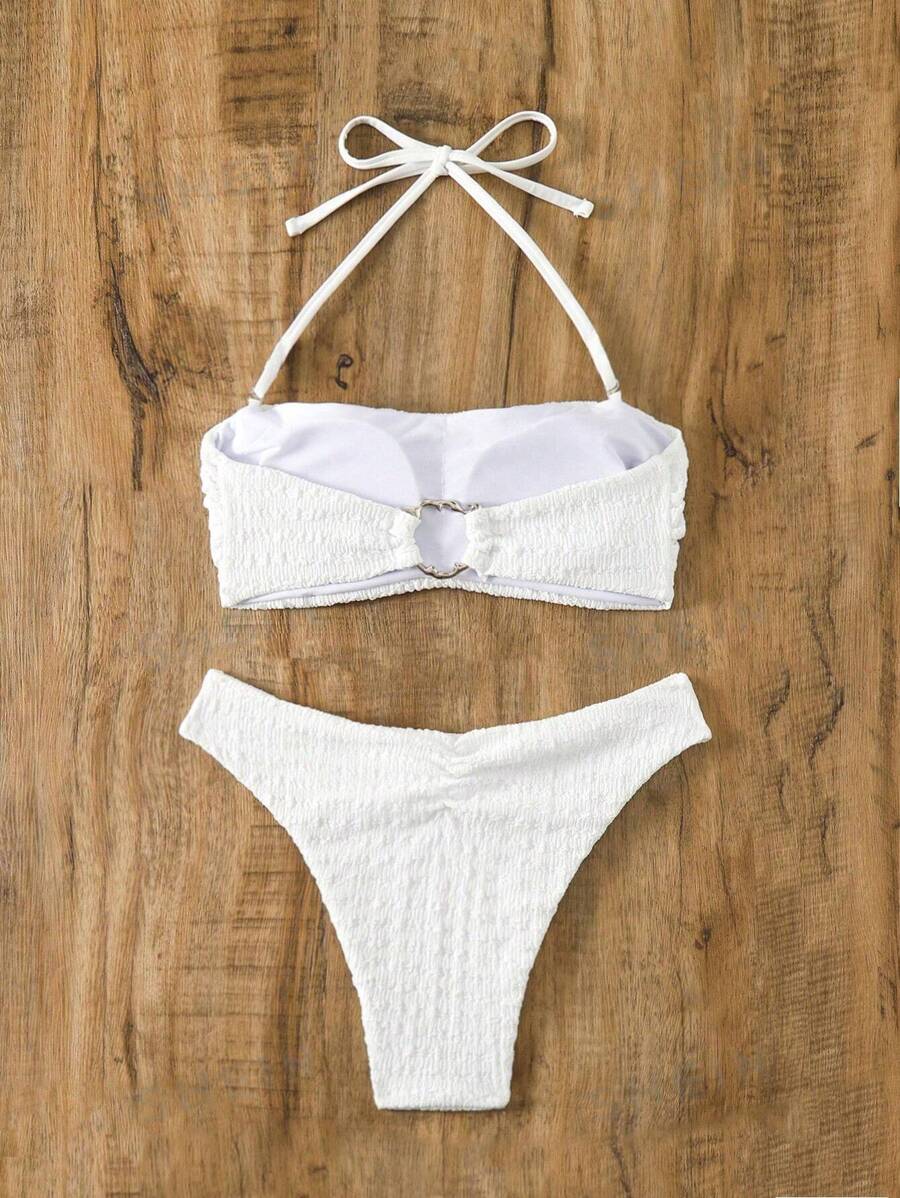 Shein Swim Vcay Womens Pure Color Halter Strap Separated Swimsuit