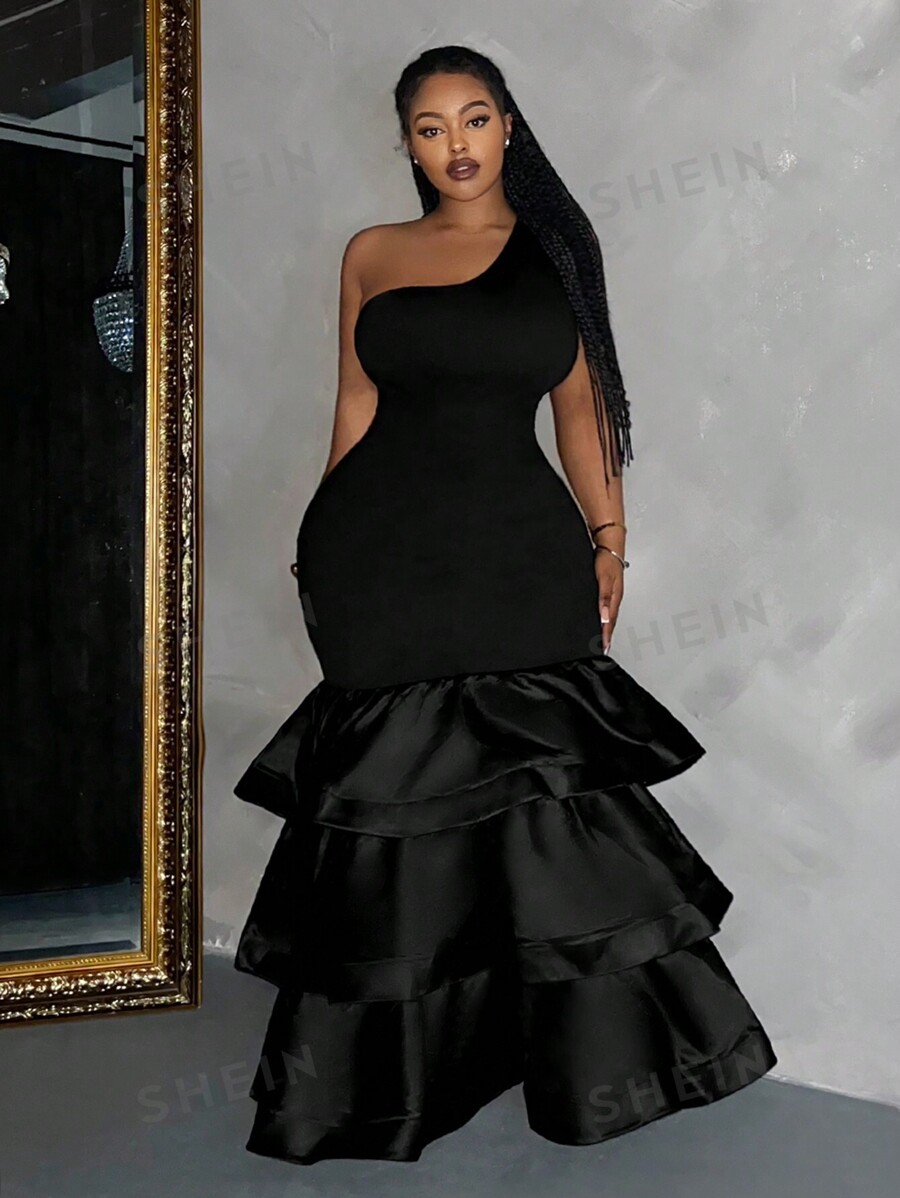 SHEIN Slayr SLAYR PLUS High-End Elegant Graduation Dress Elastic ...