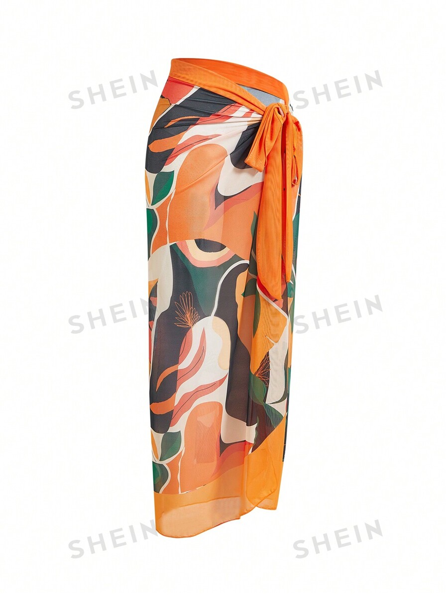 SHEIN Swim Curve Falda completa de cobertura envolvente impresa para mujer de talla grande ...