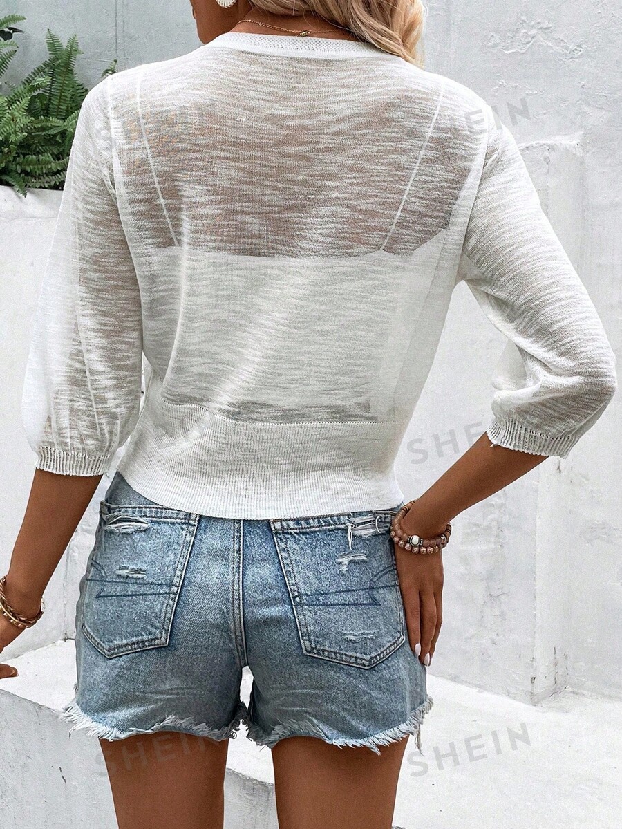 SHEIN LUNE Women's Transparent Button Down Shirt, Suitable For Summer ...