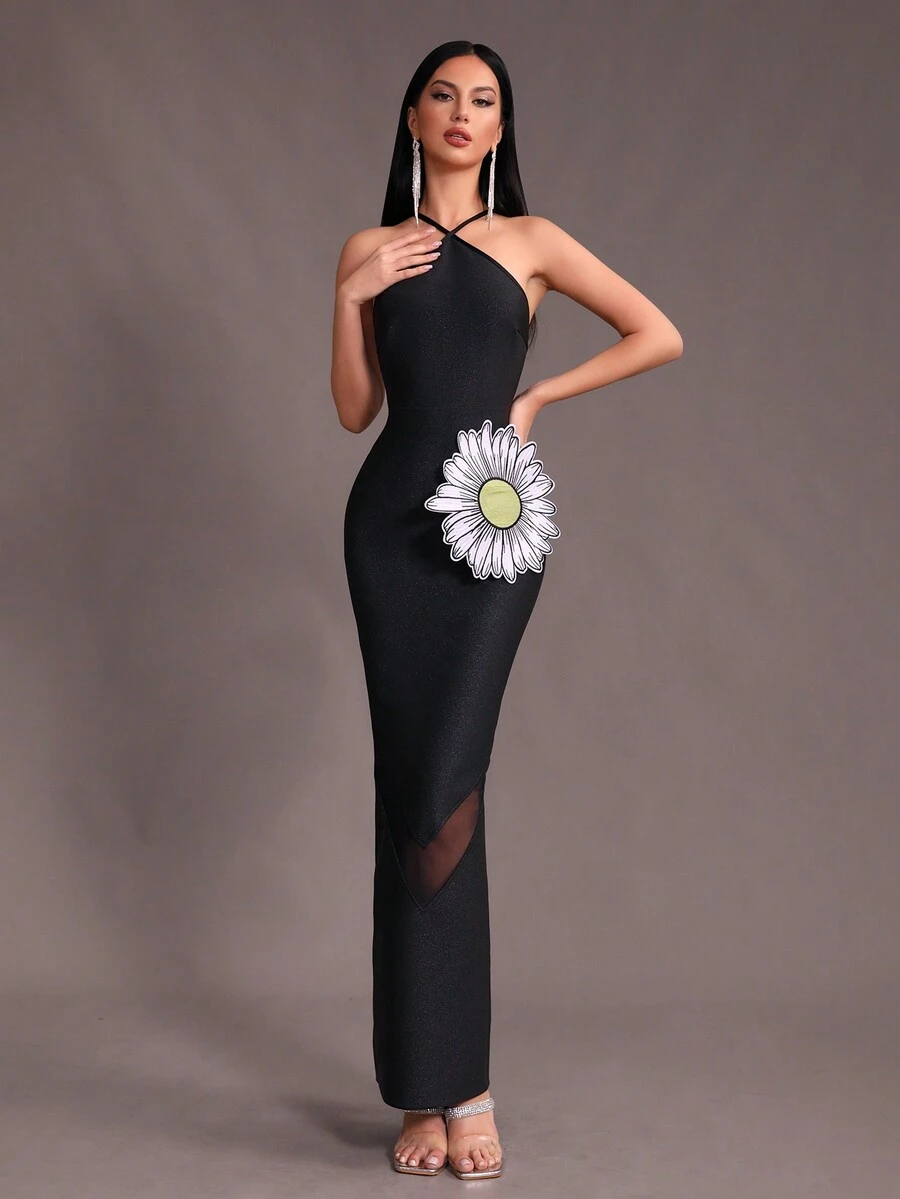 Modphy 2024 Summer New Arrival Floral Embellished Long Halter Formal ...