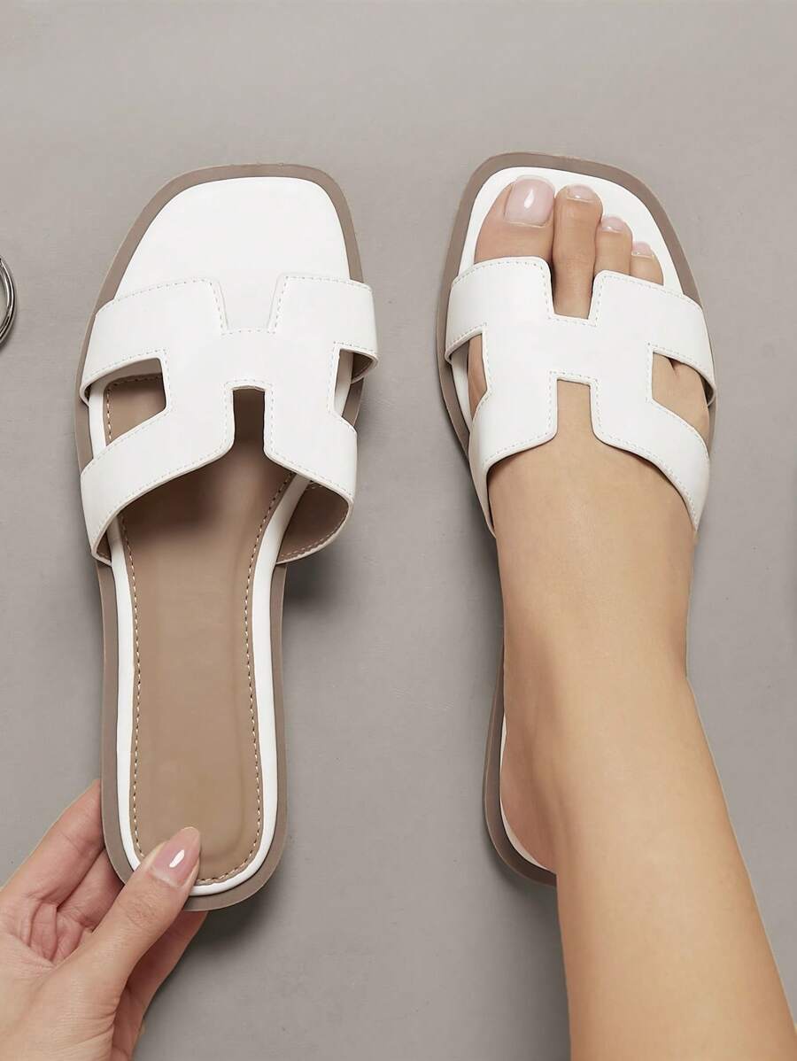 SHUZIA Women's Solid Color Open Toe Flat Sandals Summer Shoes Spring ...