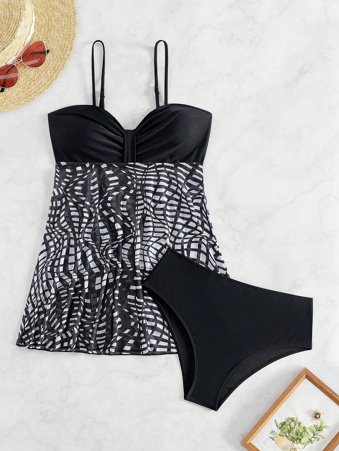 SHEIN Swim Lushore Summer Beach Women's Tankini Swimsuit Set, No ...