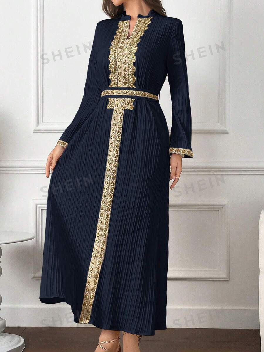 SHEIN Najma Robe arabe avec décoration de broderie et de patchwork pour ...