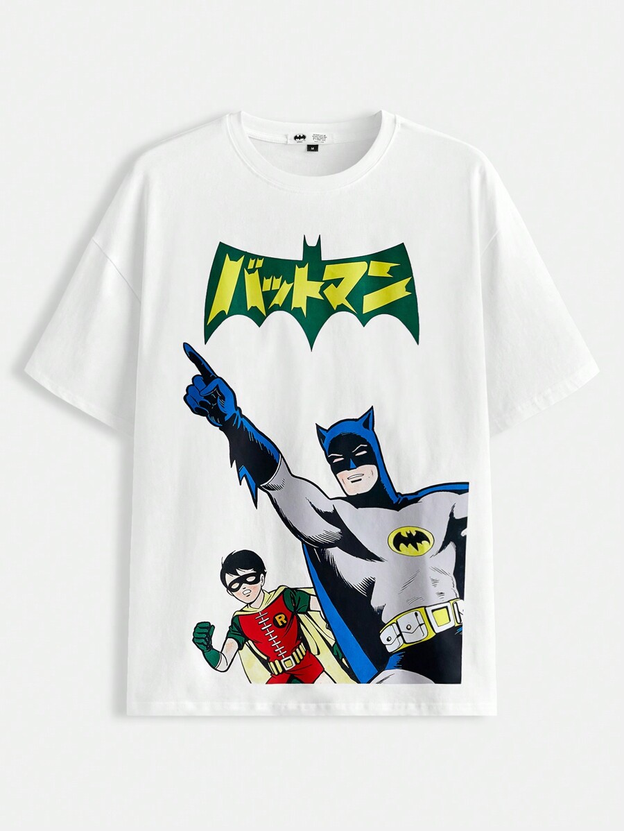 BATMAN X SHEIN Men Casual Oversized T-Shirt With Anime Character And ...