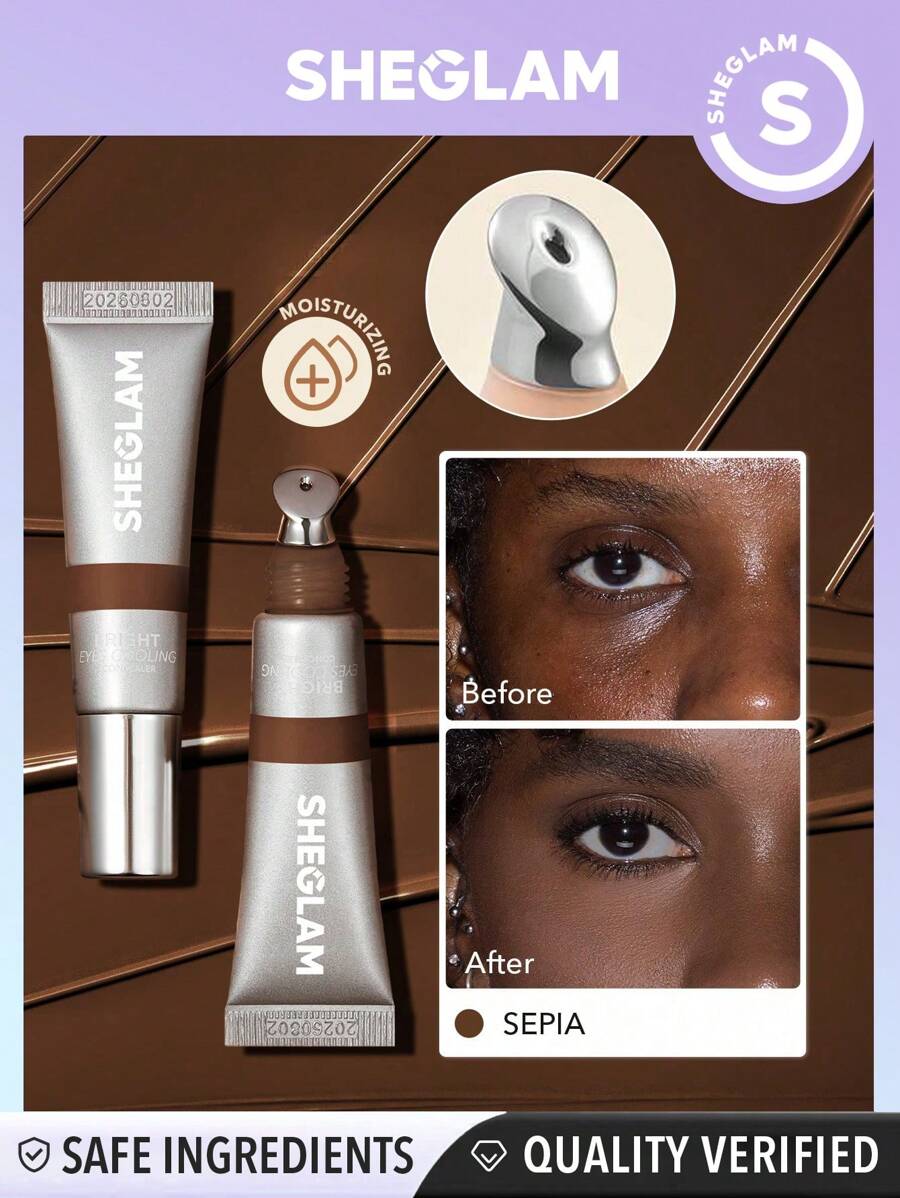 SHEGLAM Bright Eyes Cooling Concealer-Sepia Cooling Metal Applicator ...