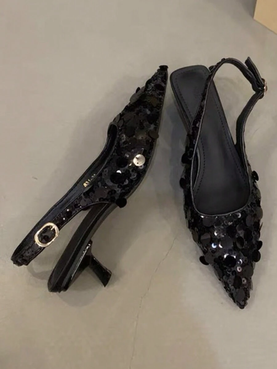 Women's French Style Silver High Heels Chic Pointed Toe Pumps For ...