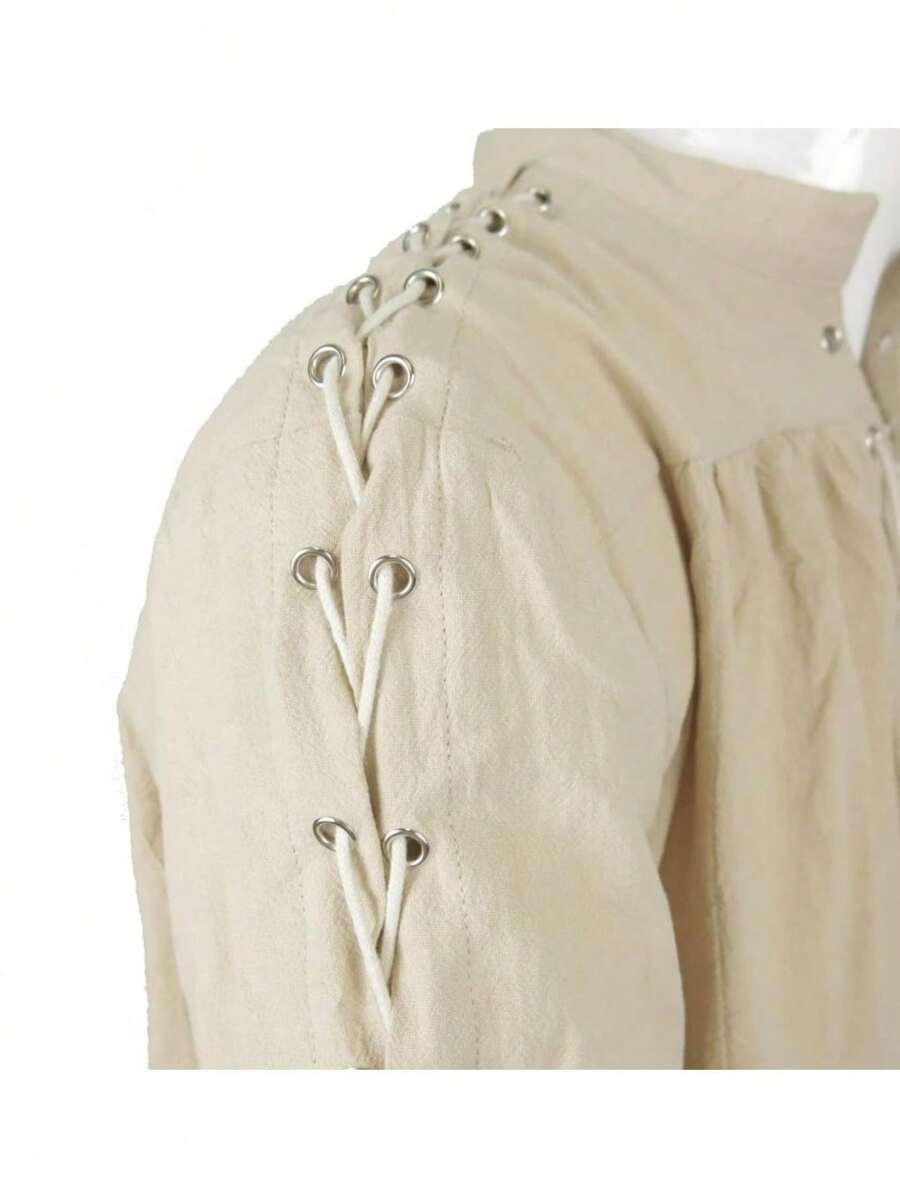 Men's Loose Linen Medieval Gothic Renaissance Shirt Long Sleeve Pirate Mercenary Costume | SHEIN USA