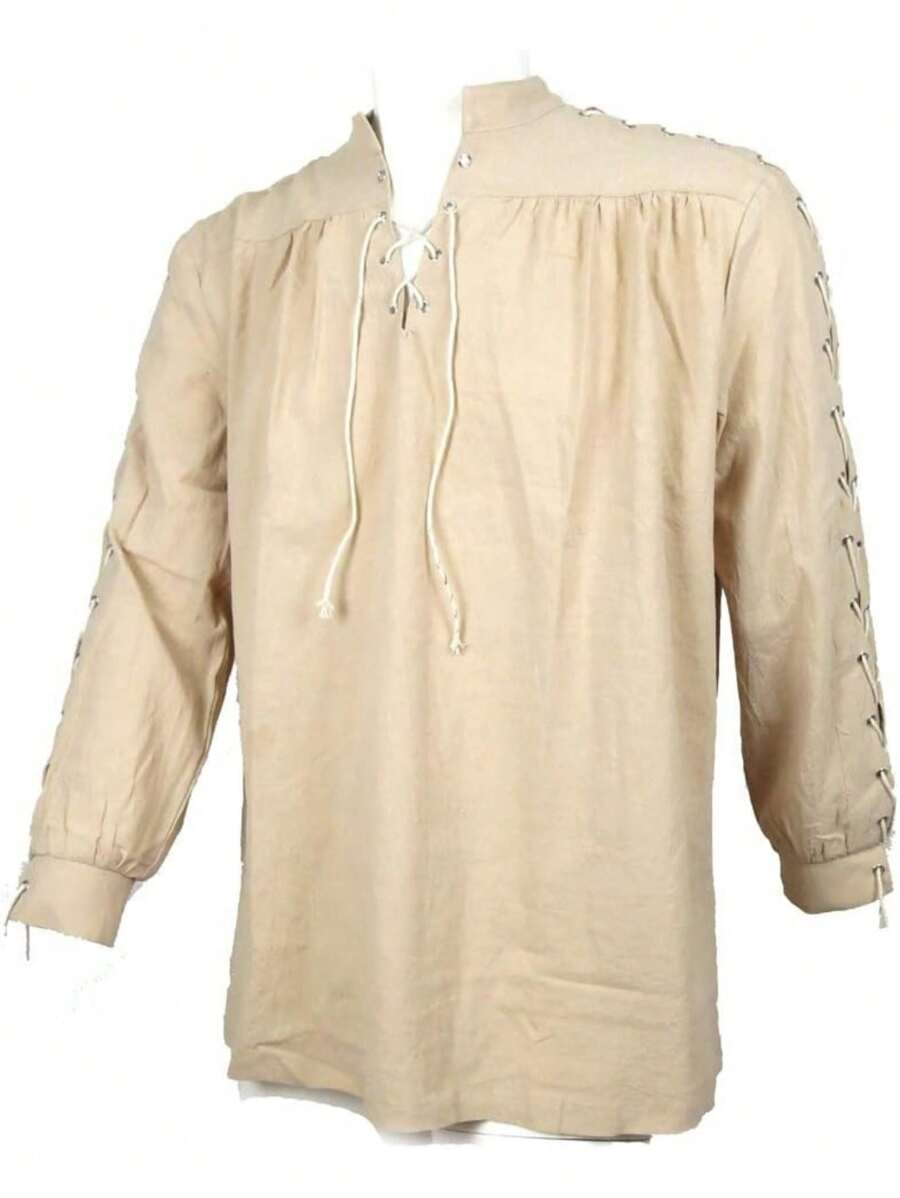 Men's Loose Linen Medieval Gothic Renaissance Shirt Long Sleeve Pirate Mercenary Costume | SHEIN USA