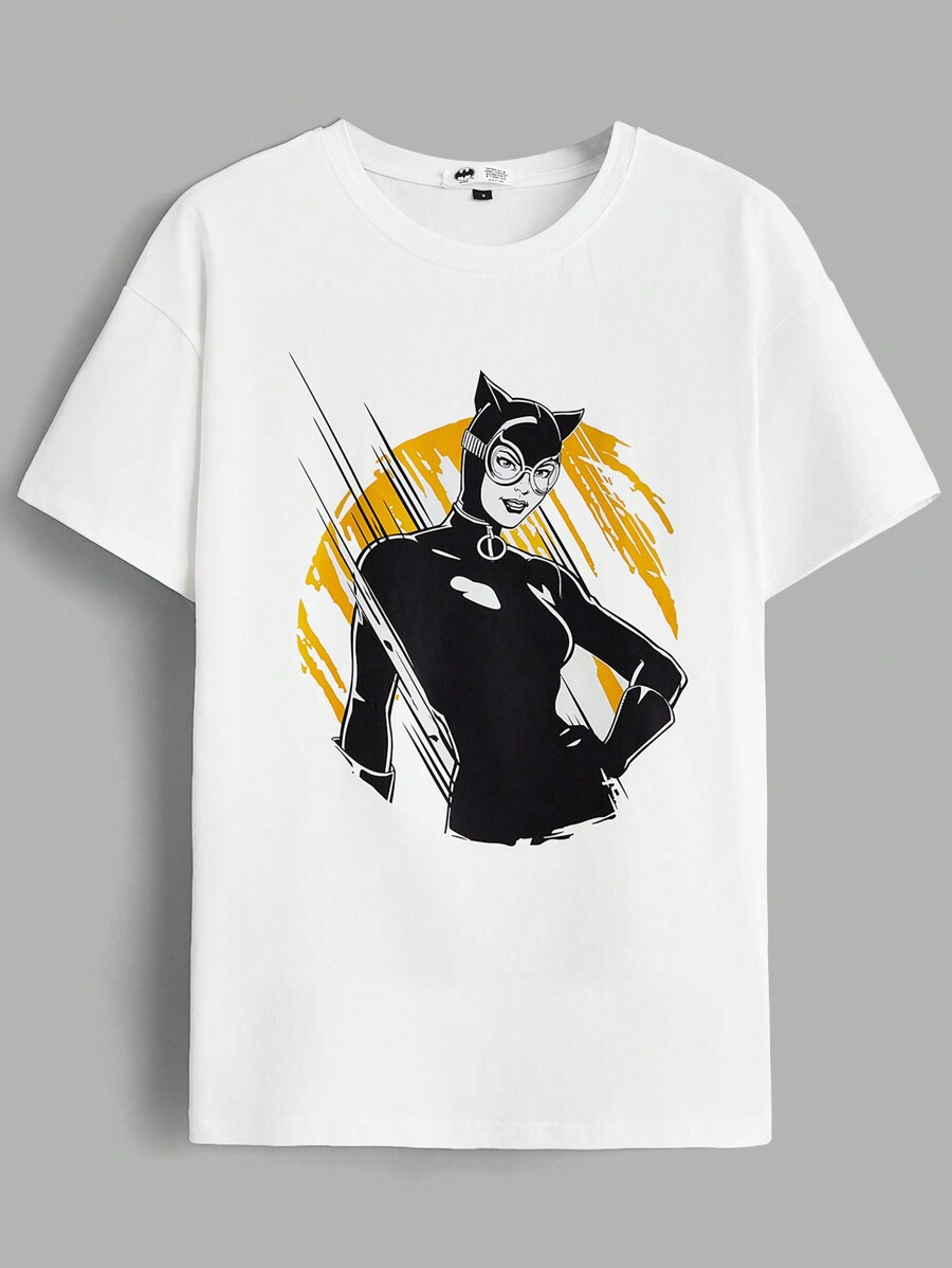 BATMAN X SHEIN Women Casual Oversized T-Shirt With Cartoon Character ...