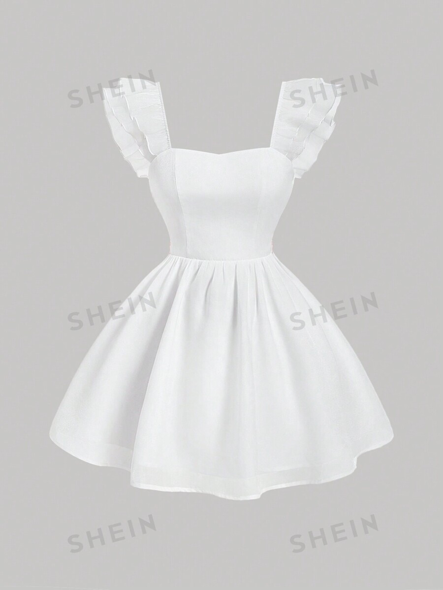 SHEIN MOD Robe Femme De Style Princesse Blanche À Mini Manches ...