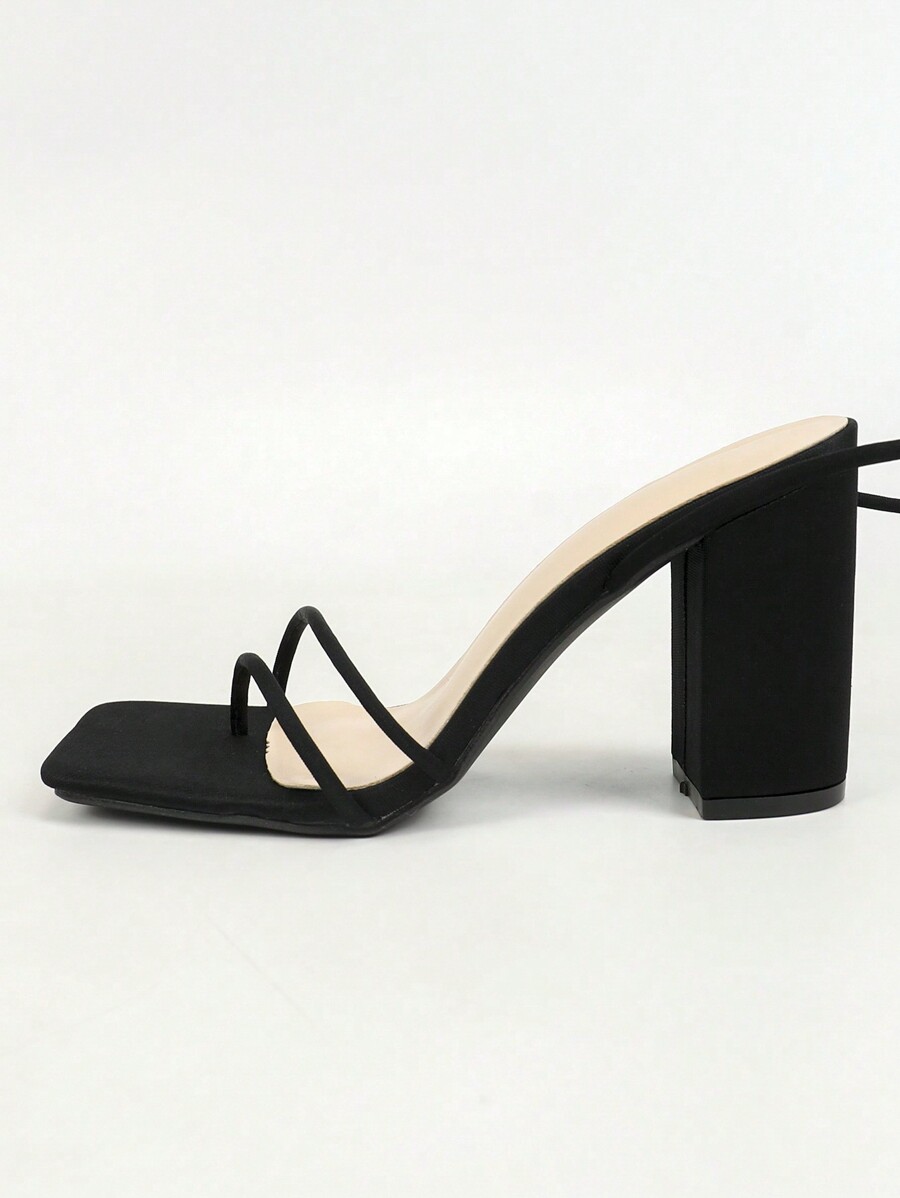 Women's Black High Heel Sandals With Thicker Heels And Longer Straps To ...