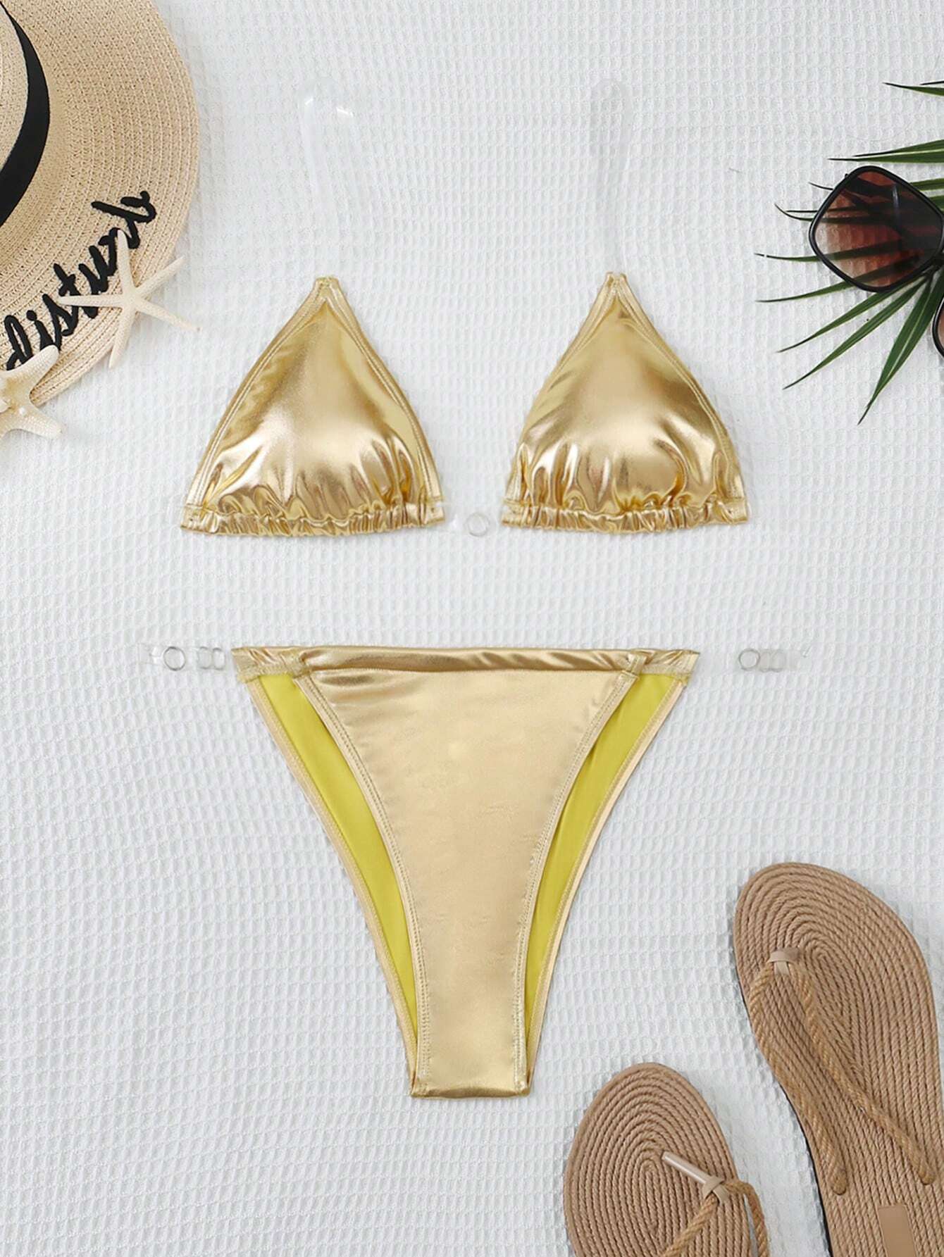 SHEIN Swim Event Summer Beach Vacation Triangle Cup Bikini Swimsuit Set ...