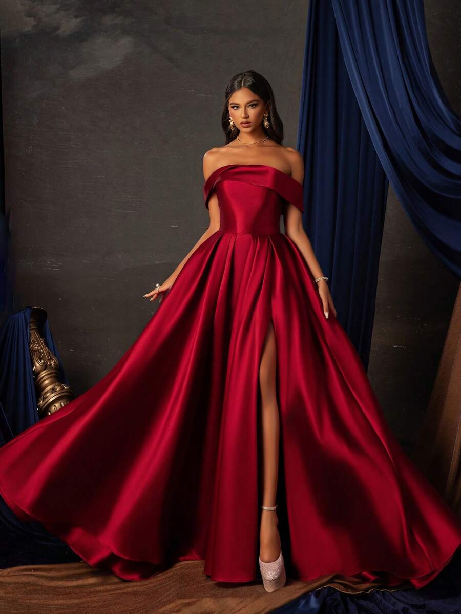 Smilprince Long Burgundy High-End Light Luxury Niche Evening Dress ...