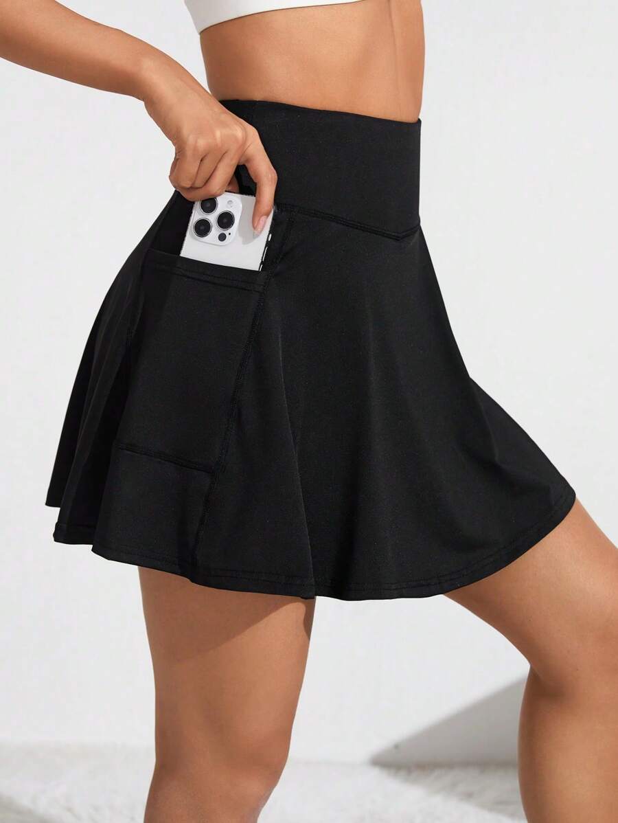 SHEIN Sport CourtClass Solid Color Wide Waistband Sports Skort Tennis ...