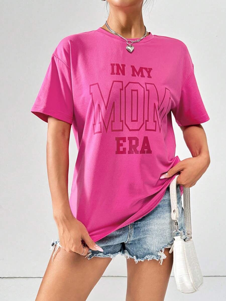 SHEIN EZwear เสื้อยืด แขนสั้น คอปก แบบ ใส่หลวมๆ ในช่วงฤดูร้อน ลาย ตัว ...