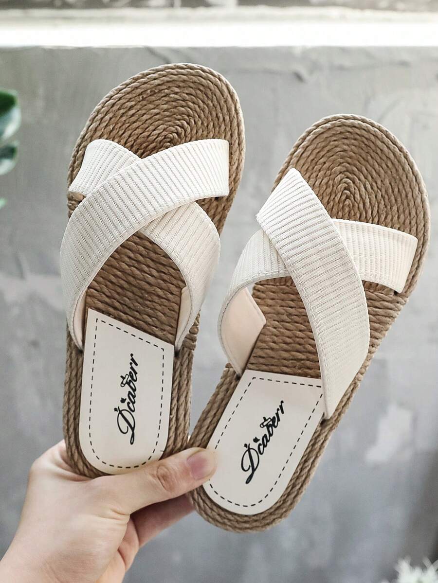 Women Minimalist Cross Strap Slide Sandals, Fashion Outdoor EVA Casual ...