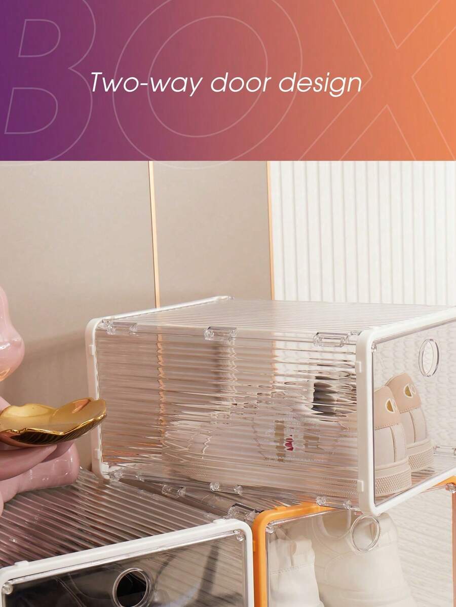 Foldable Clear Plastic Stackable Shoe Storage Box - Space-Saving ...