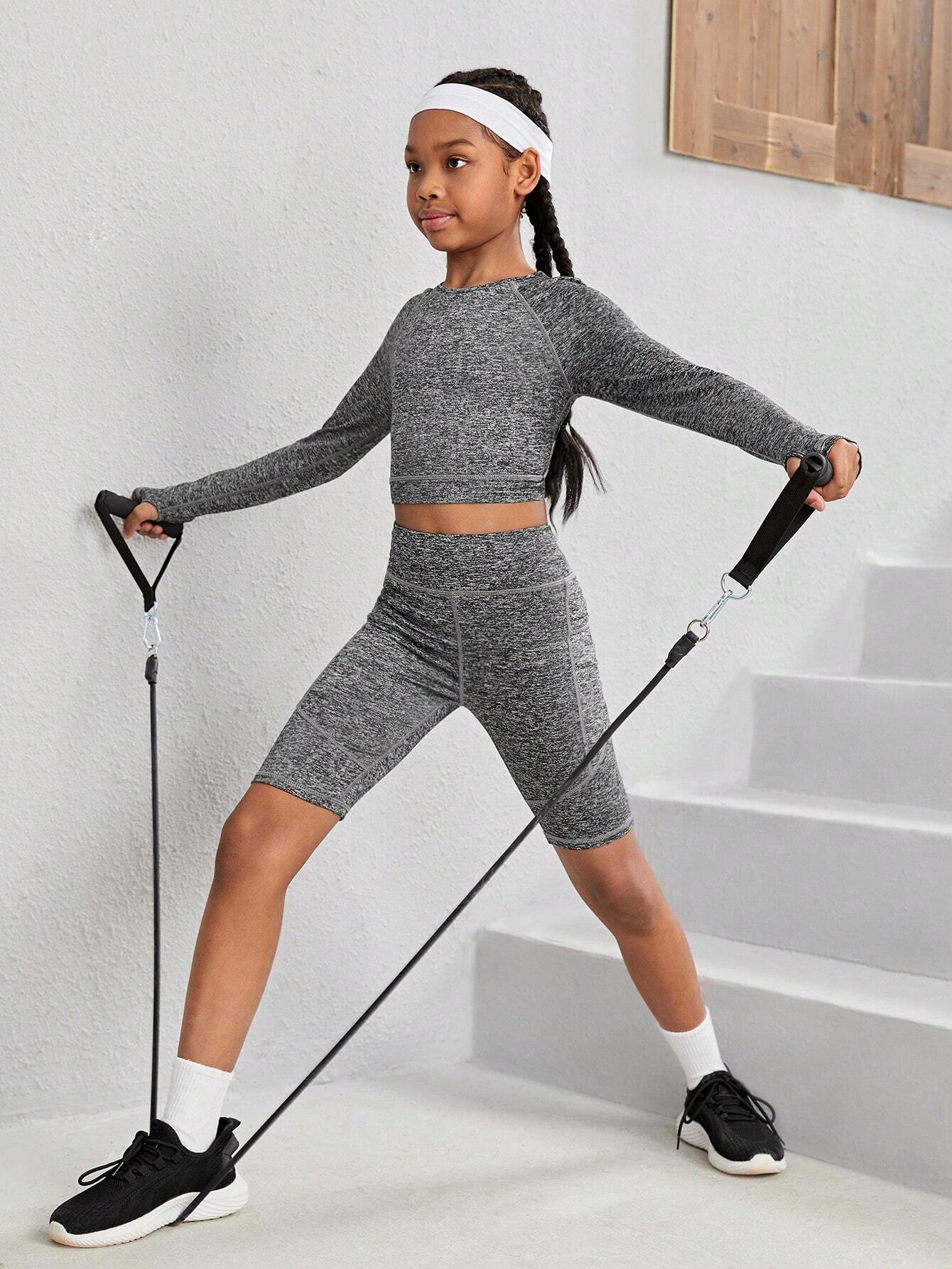 SHEIN Tween Girl Knitted Ionic Back Hollow Out T-Shirt And Shorts ...