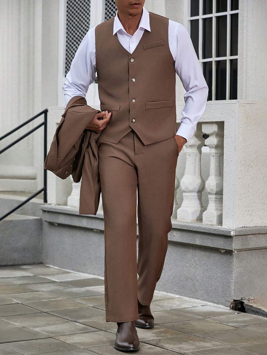 Manfinity Mode Men's Solid Color Formal Business Suit For Work | SHEIN USA