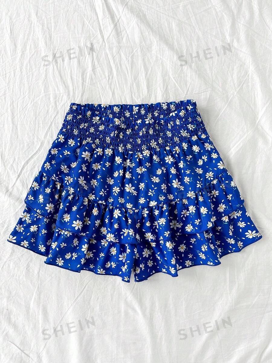 SHEIN WYWH Women's Daisy Print Skorts With Ruffled Hem | SHEIN UK