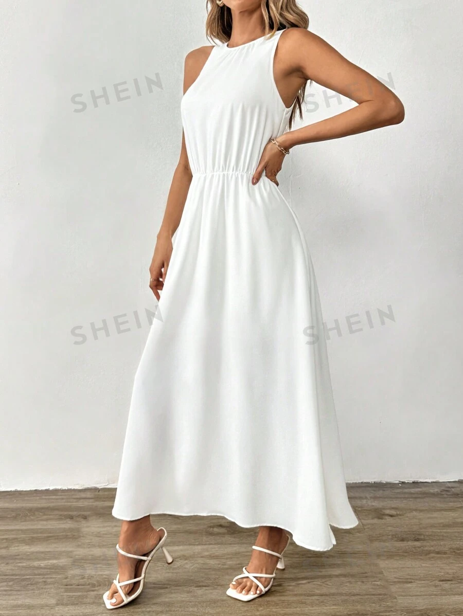 SHEIN Tall Robe à fente haute taille cintrée pour femme, couleur unie ...
