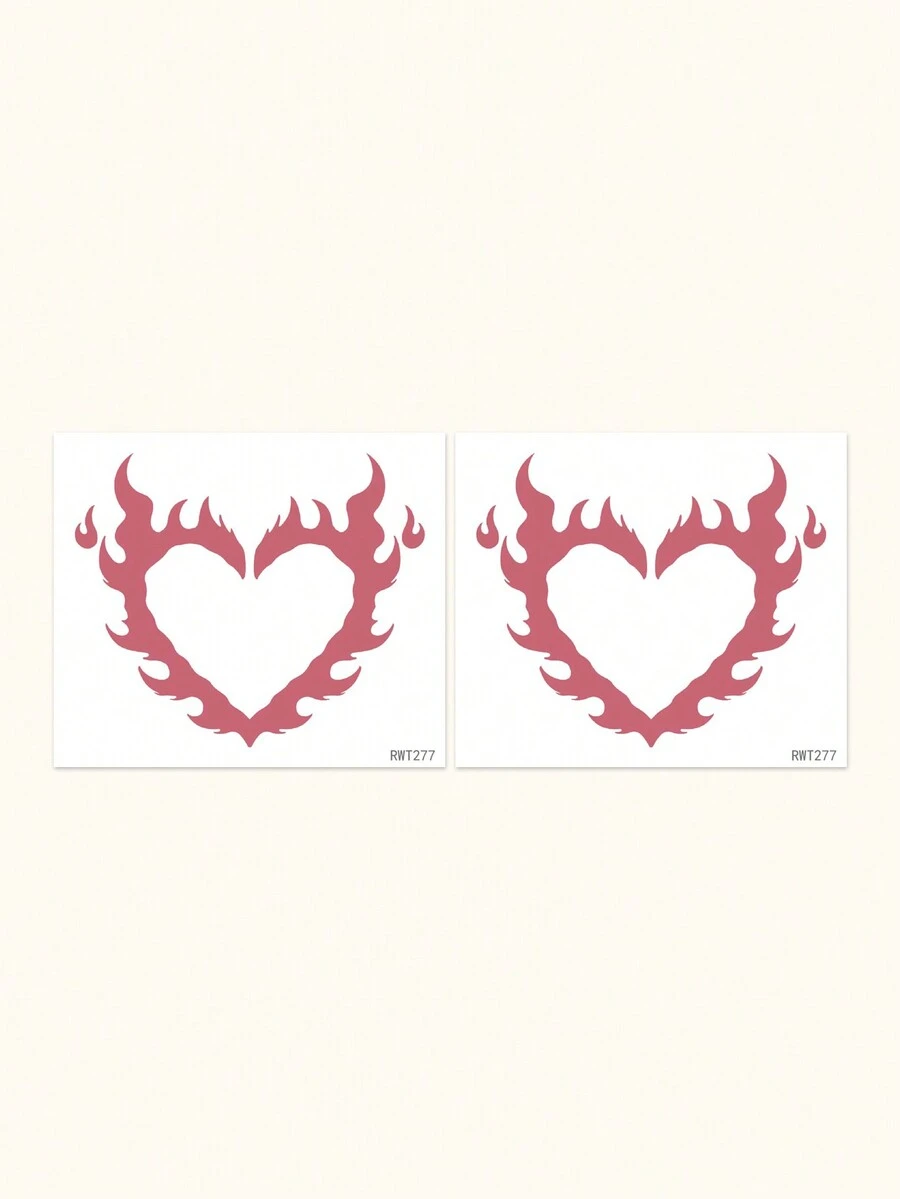 GOLDENLINE 1 Sheet Flaming Heart Love Temporary Tattoo Sticker Heart ...