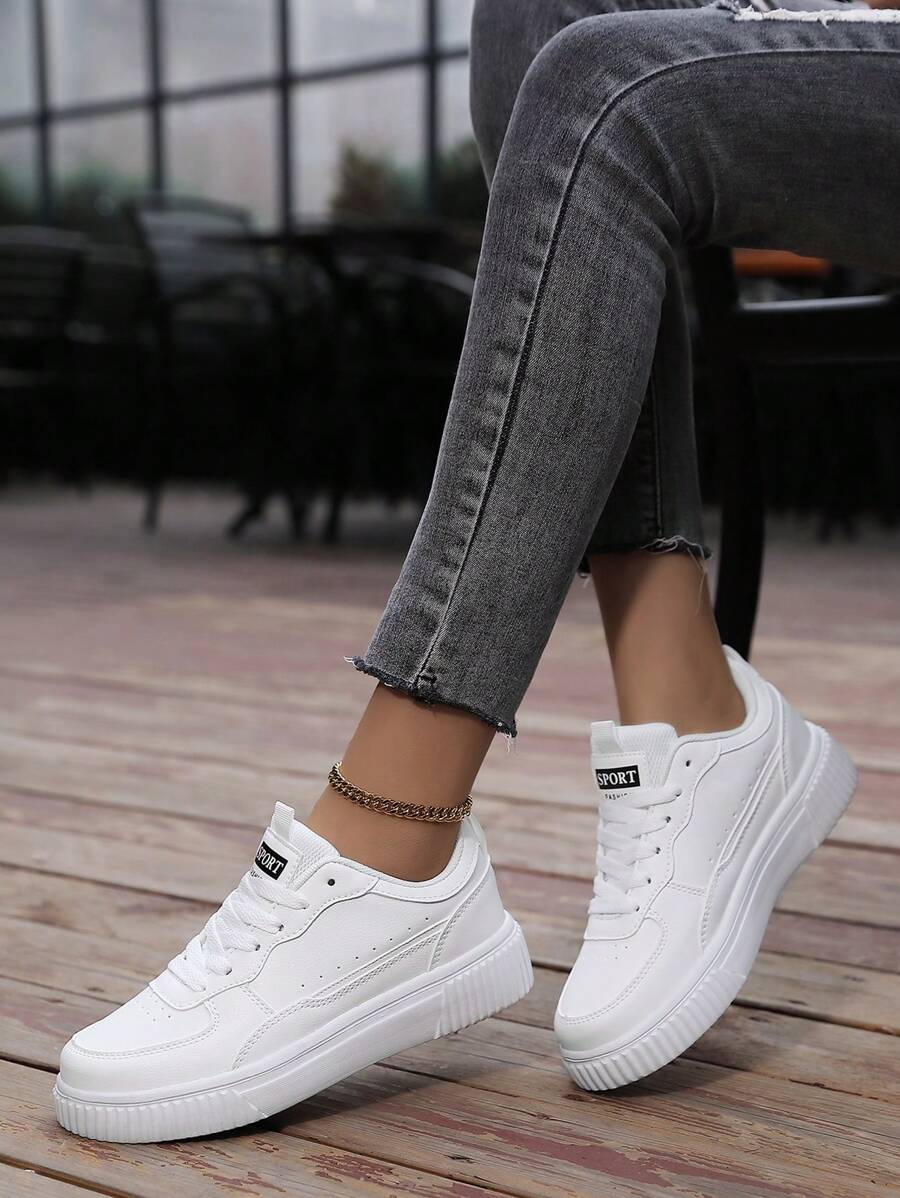 Women Shoes Casual Sneakers, Lace Up Soft Sole Flat Comfortable Skate ...