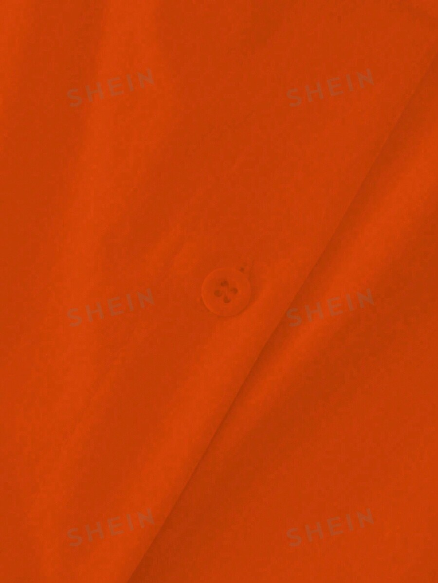 SHEIN Slayr Women's Plus Size Solid Color Deep V Neck Button-Up Rolled ...