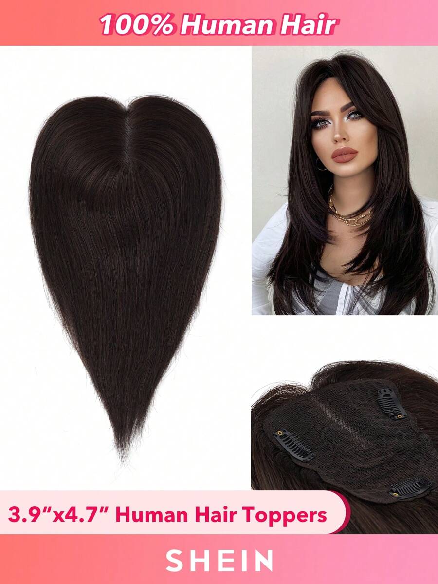 Hair Toppers For Women Handmade Swiss Base Hair Topper Dark Brown Hair ...