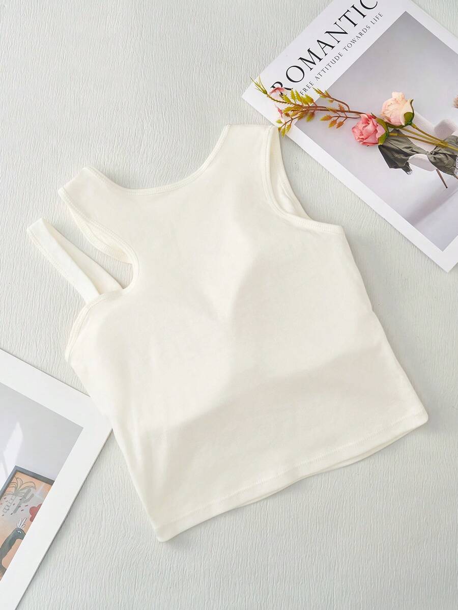 Tween Girls' Sports Vest With Chest Pad, Casual And Slim-Fitting Top ...