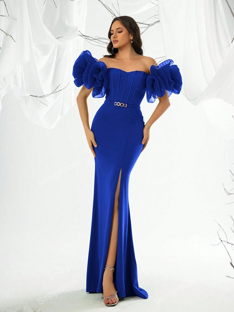 Elegant Lady Sexy Fish Tail Hem Split Mermaid Maxi Formal Party Dress ...