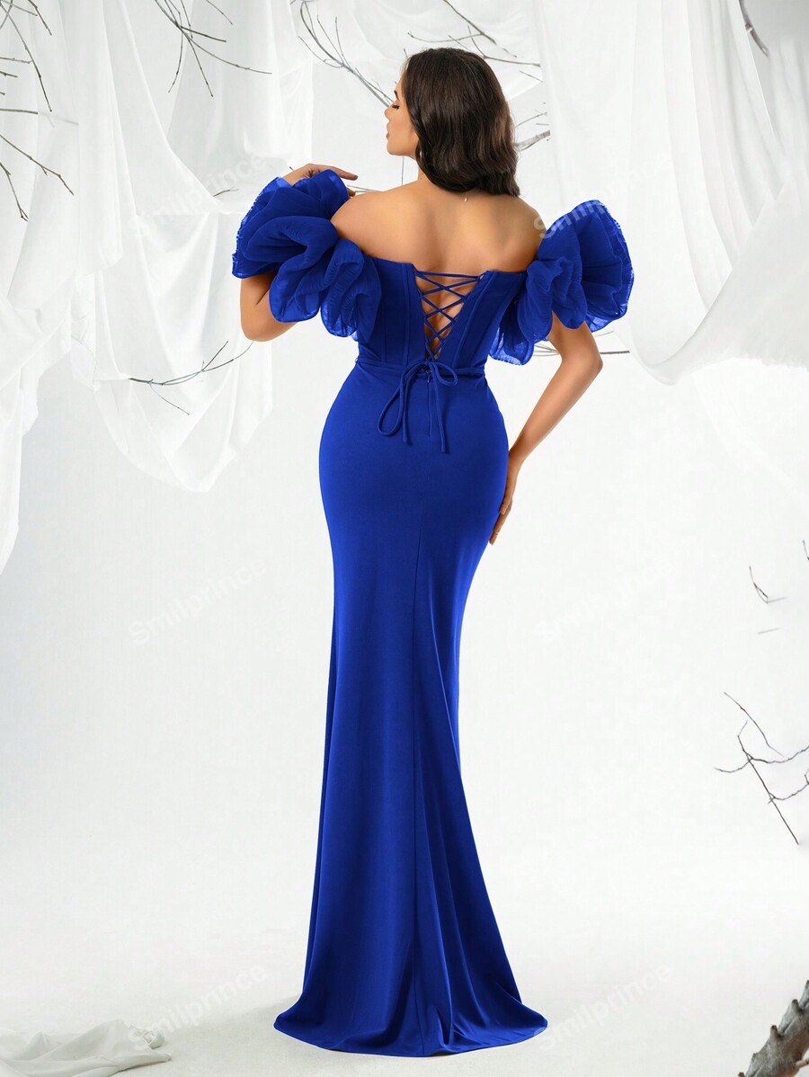 Elegant Lady Sexy Fish Tail Hem Split Mermaid Maxi Formal Party Dress ...