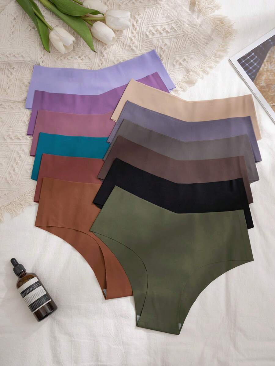 Shein Underwear&Sleepwear Basics 12pcs Solid Color Seamless Comfortable ...