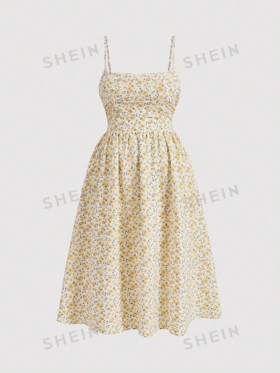 SHEIN MOD Plus Size Women's Summer Ditsy Floral Printed Spaghetti Strap ...