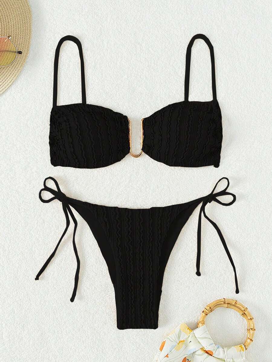 SHEIN Swim Conjunto de Biquíni Feminino Texturizado Monocromático ...