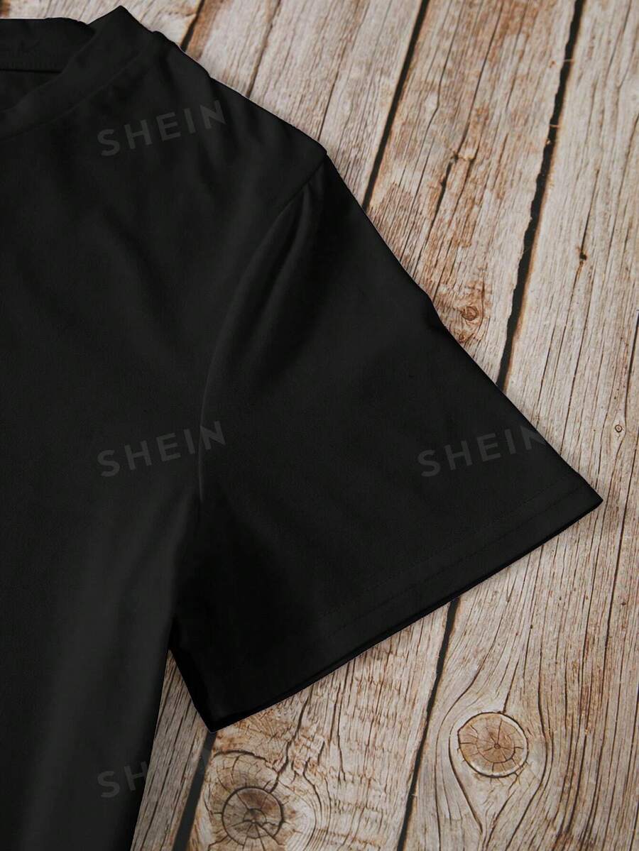 SHEIN Slayr Summer Casual Short Sleeve T-Shirt With Portrait Print ...