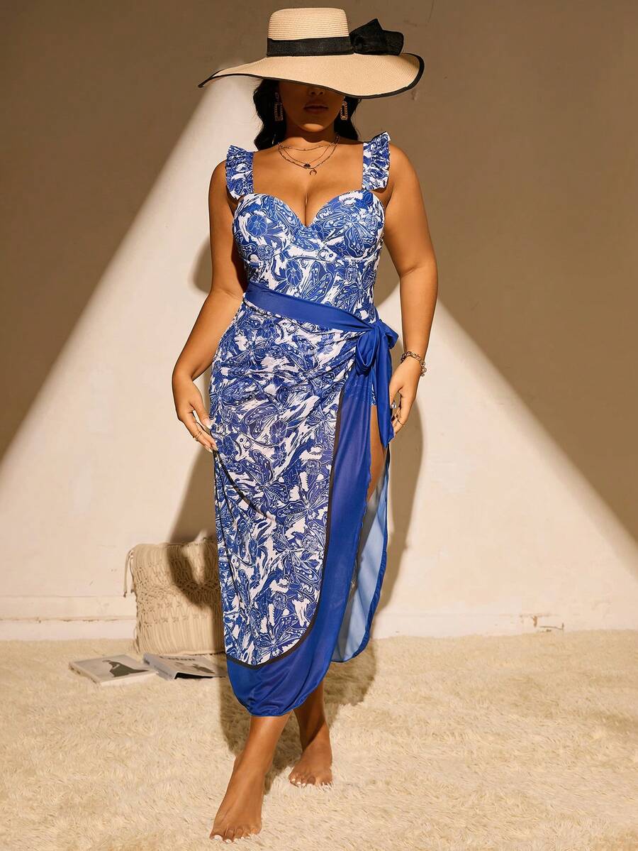 Swim Oasis Summer Beach Plus Size Clean Fit Printed One-Piece Swimsuit ...