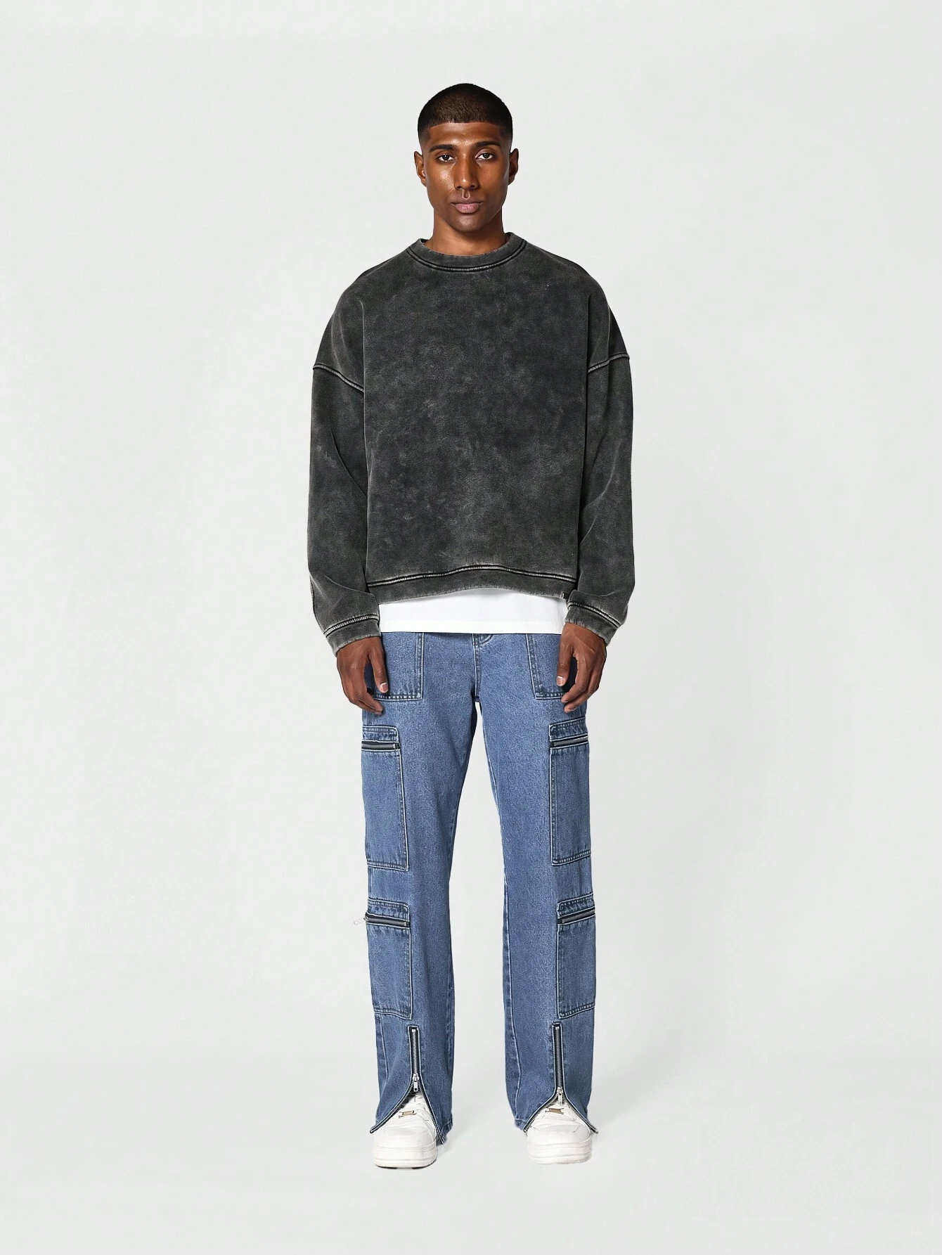 SUMWON Pantalón Carpintero Suelto Con Dobladillo Dividido Y Bolsillos ...