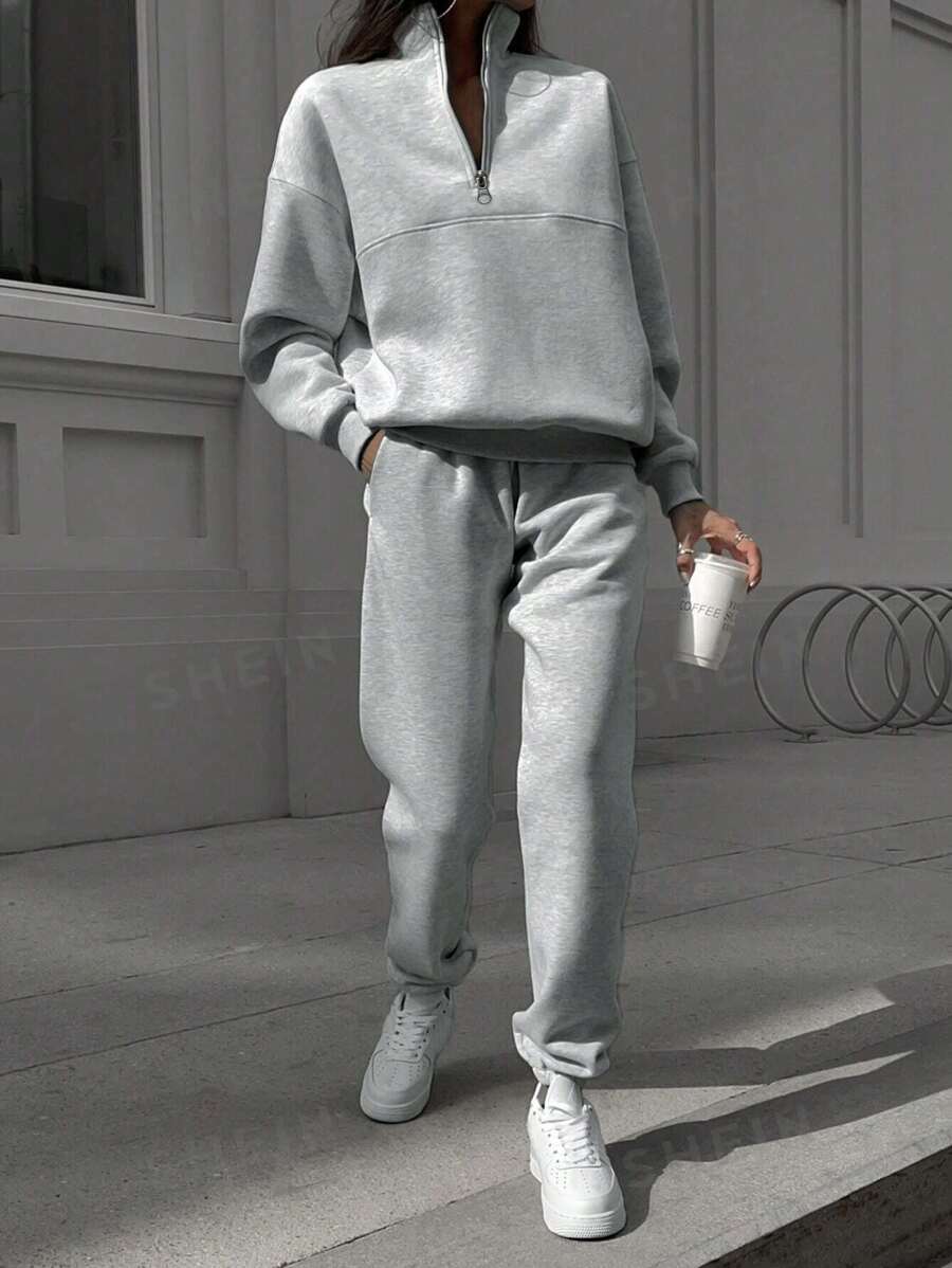 SHEIN x Carly Lawrence SHEIN EZwear Women's Half Zipper Hoodie And ...